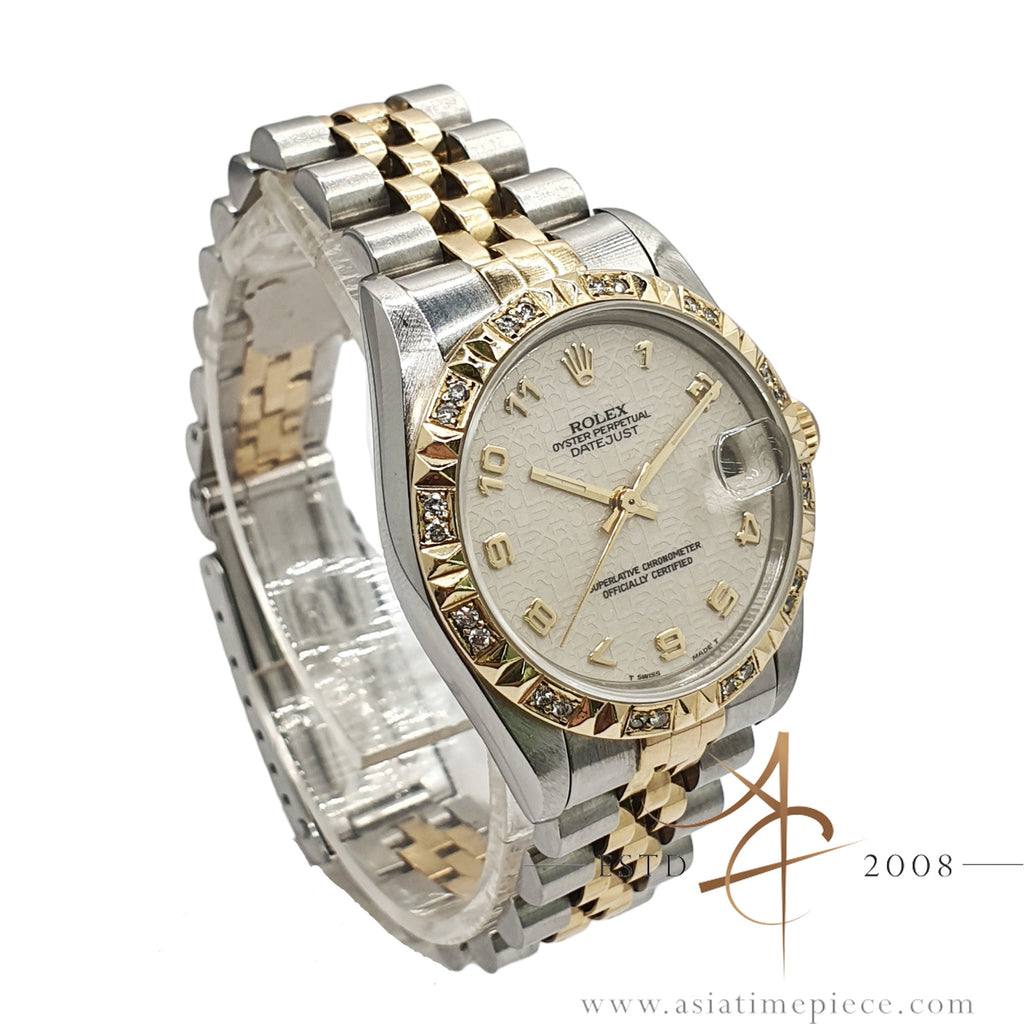 Rolex Datejust Midsize 68273 Computer Dial Custom Diamond Bezel (1993 ...