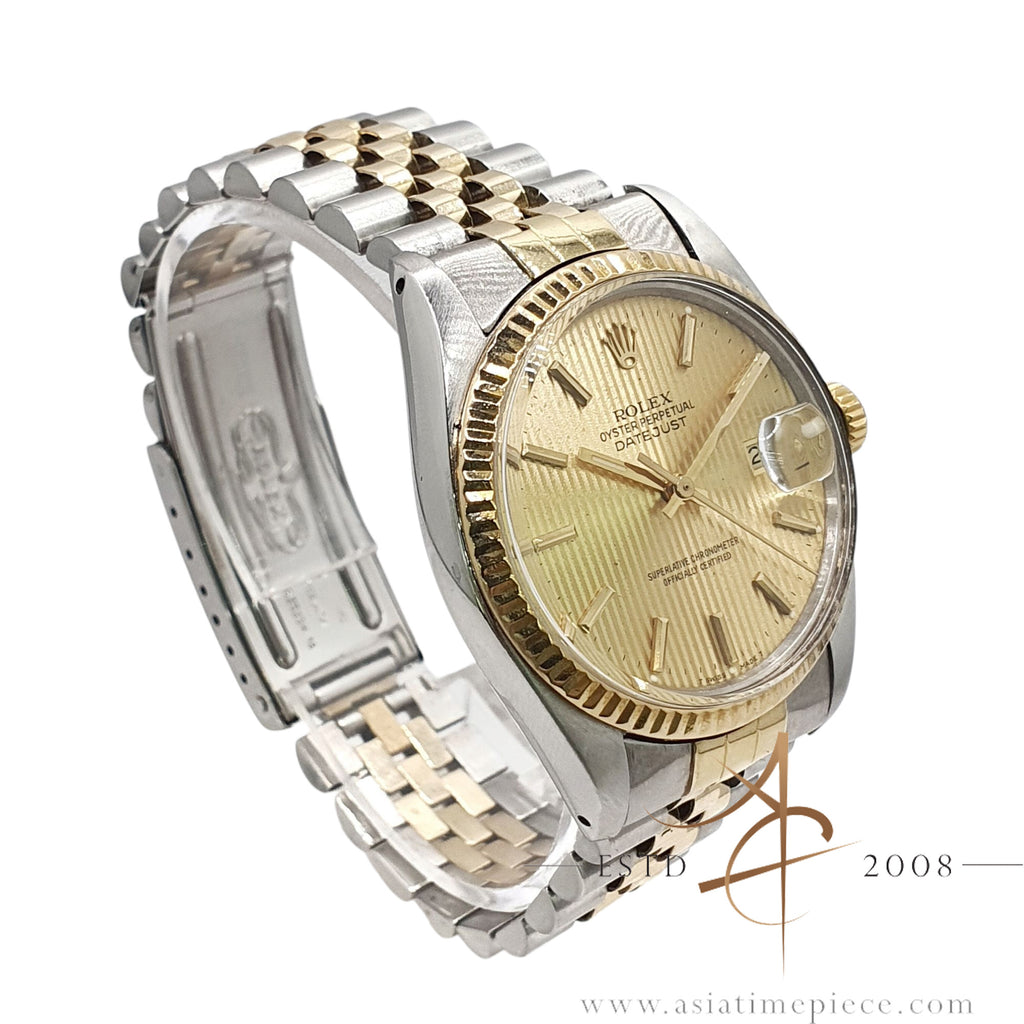 1984 Rolex Datejust 16013 Champagne Tapestry Dial Vintage Watch w Box ...