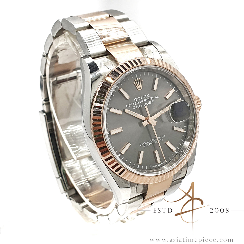 Mint 2019 Rolex Datejust 36 Ref 126231 Slate Grey Dial on Everose Oyst ...