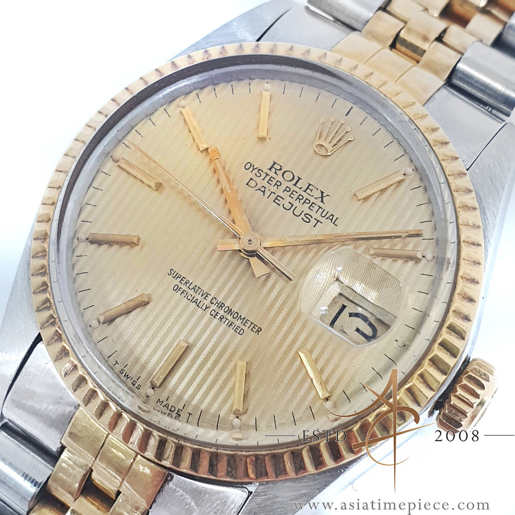 Rolex Datejust 16013 Tapestry Champagne Dial Vintage Watch (1986 ...