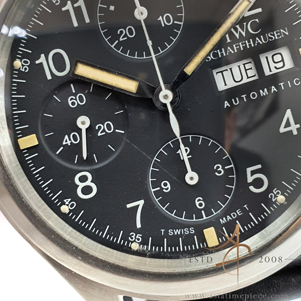 IWC 3706 IW3706 Flieger Chronograph Day Date Tritium Black Dial – Asia ...