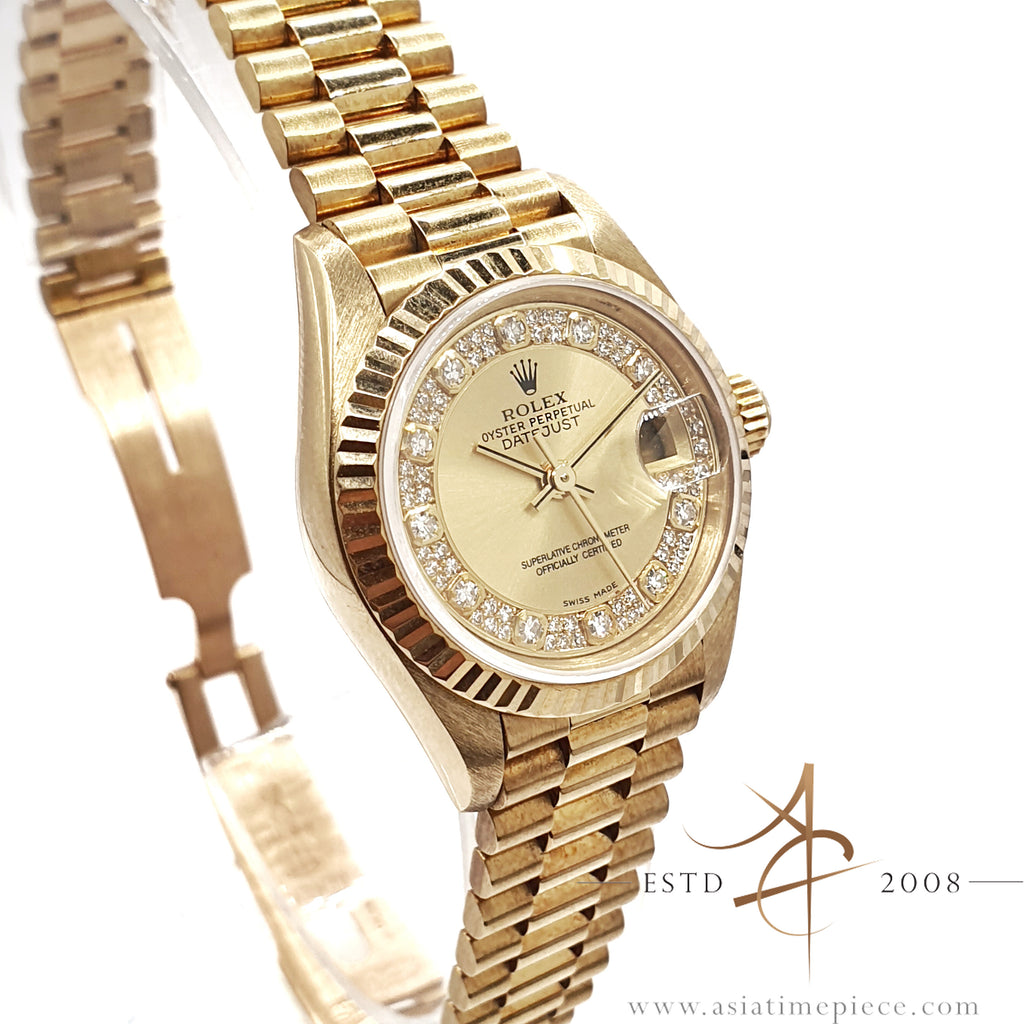 Rare Rolex Lady President Datejust 69178 Myriad Diamond Dial in 18K Go – Asia Timepiece Centre