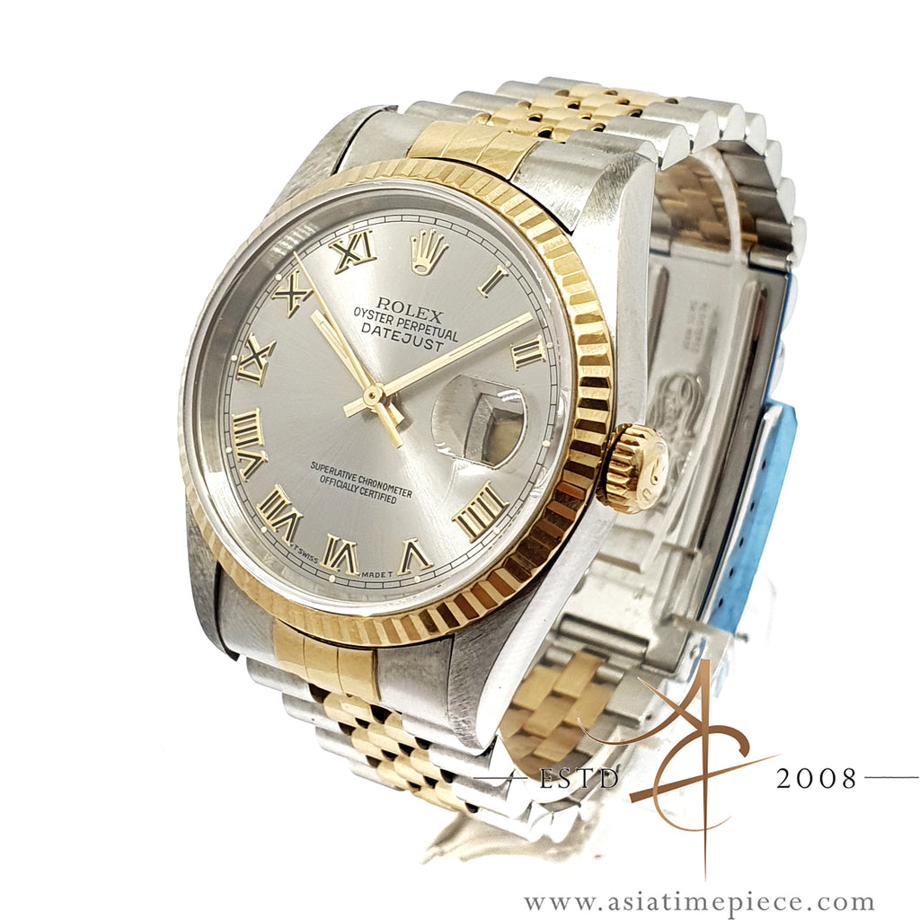 [Full Set] Rolex Datejust Ref 16233 Grey Rhodium Roman Dial (1993 ...